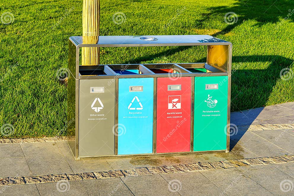 Iron Containers for Separate Waste Collection. Waste Recycling. Stock ...