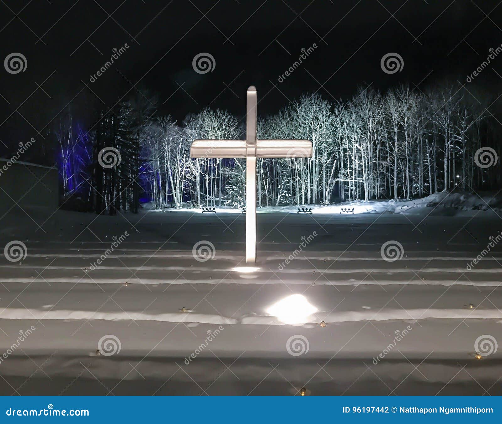 Iron cross on snow stock photo. Image of freeze, religion - 96197442