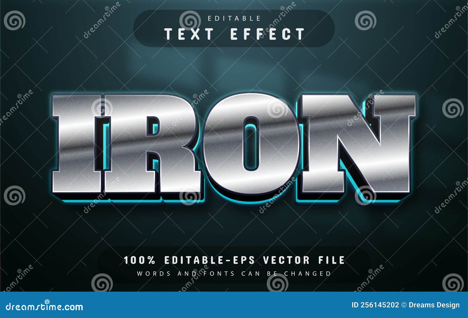 Iron 3d Text Effect Editable Stock Vector - Illustration of title ...