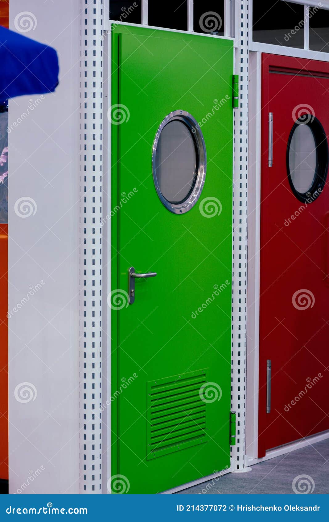 Iron Doors with a Round Observation Window Stock Photo - Image of ...