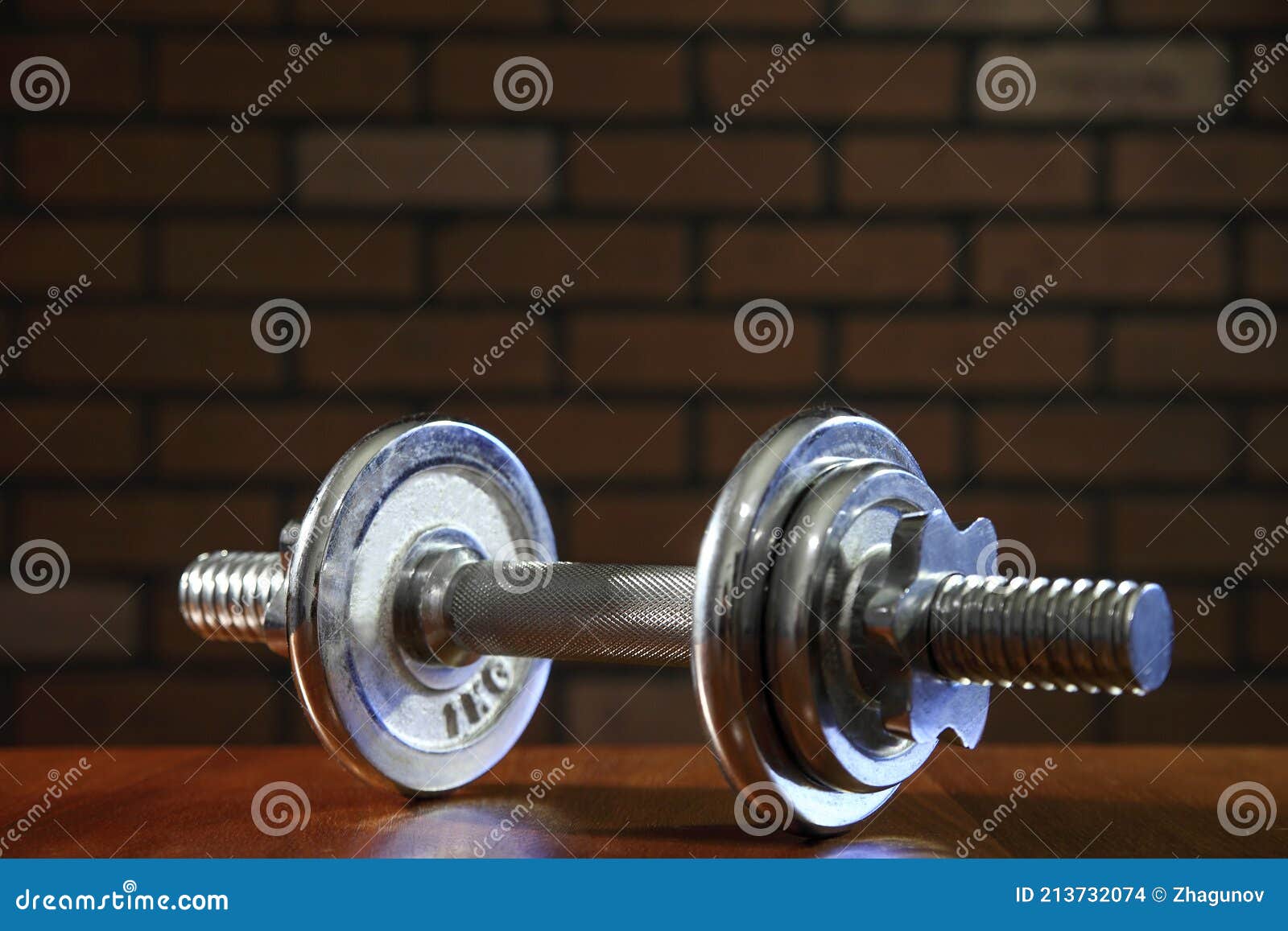 Iron Dumbbells on Brick Wall Background Stock Photo - Image of athlete ...