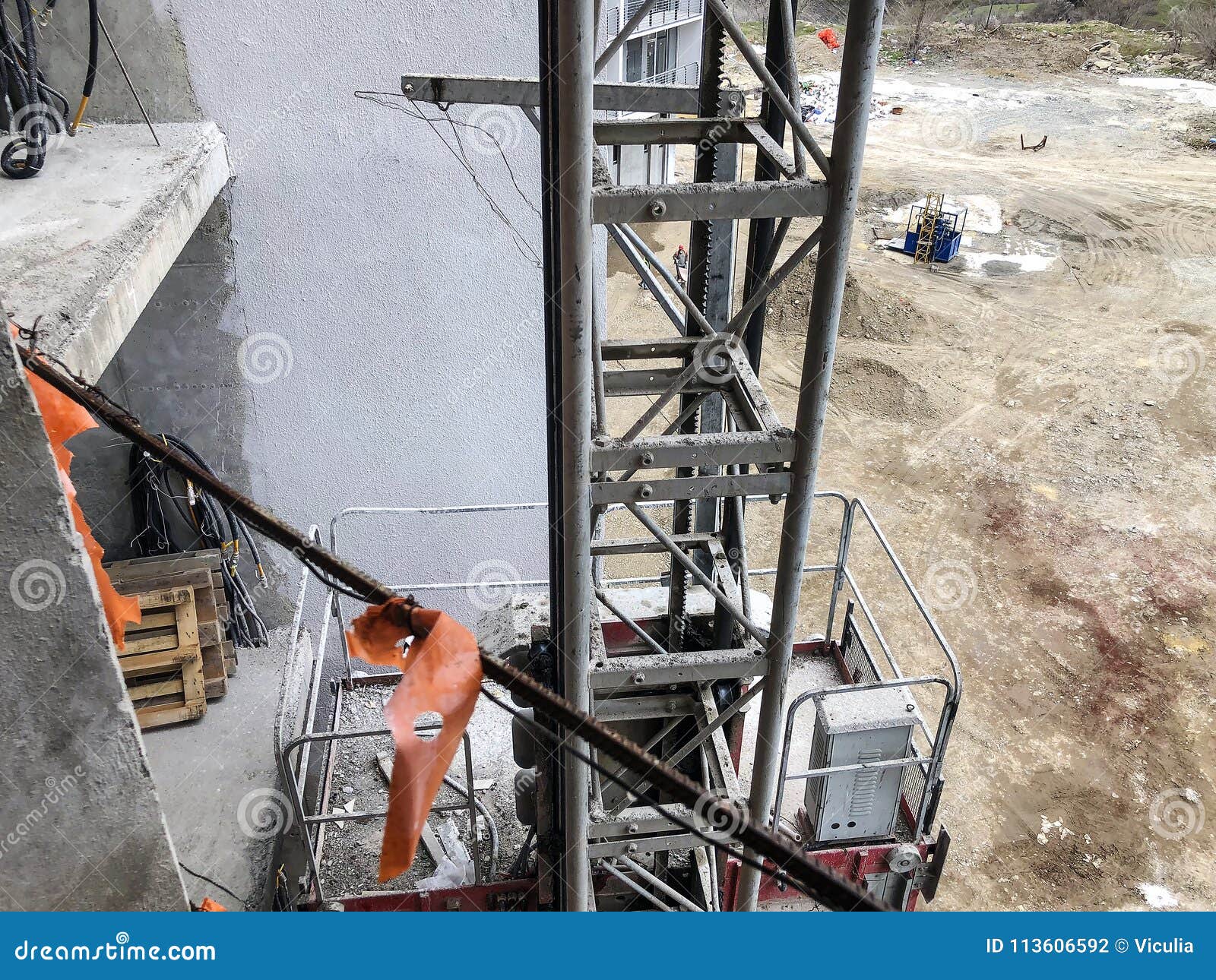 Elevator for Material Handling at Construction Site Stock Photo - Image ...