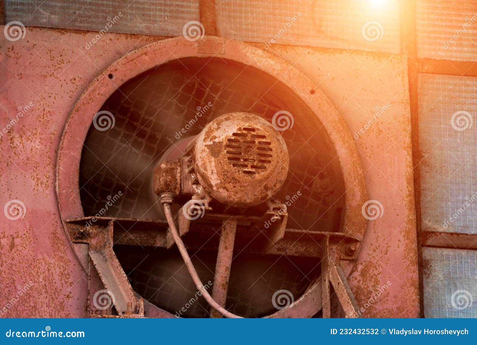 Iron Fan with Motor Mounted in the Wall of the House Stock Photo ...