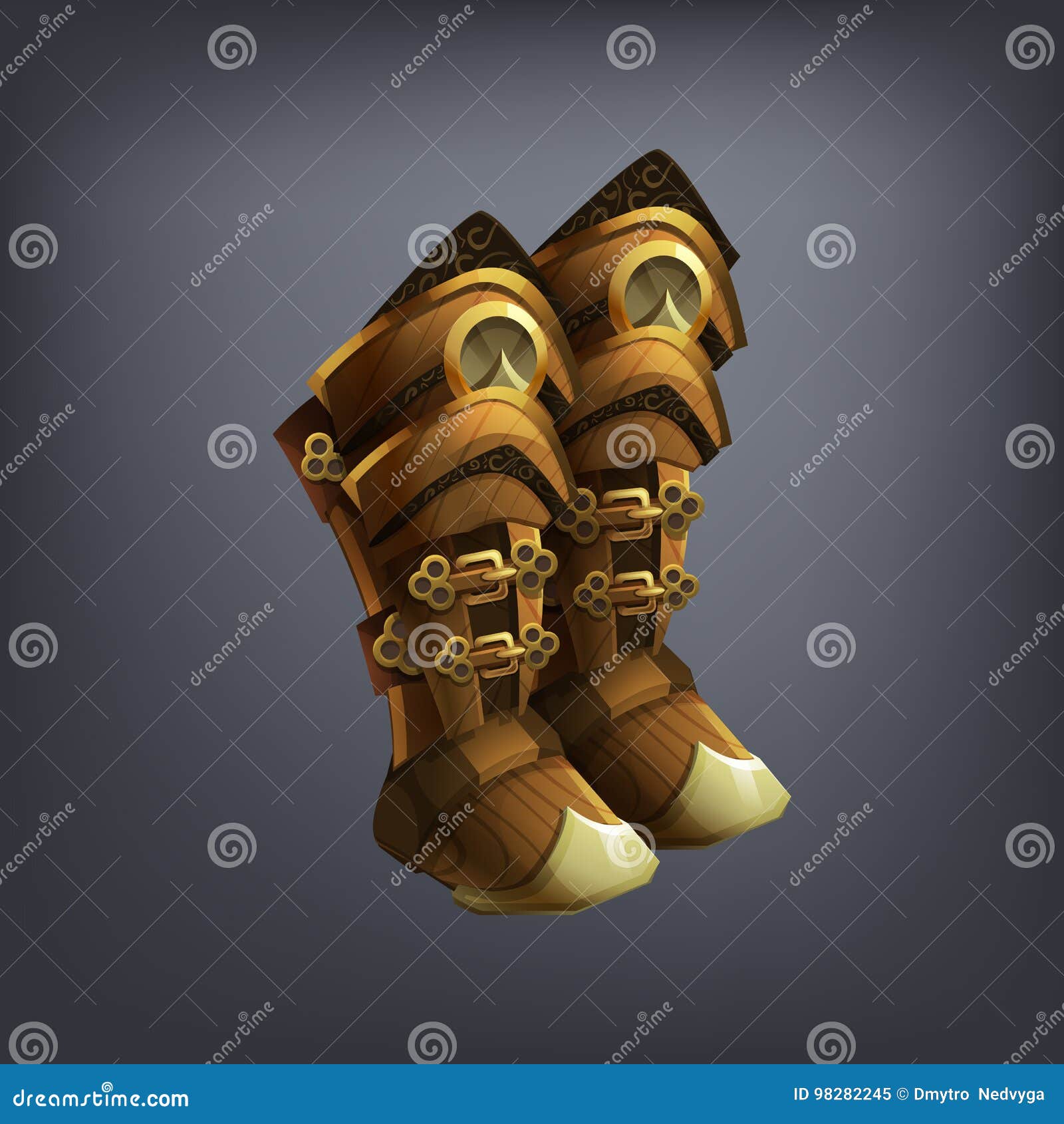 Iron Fantasy Armor Boots for Game or Cards. Stock Vector - Illustration ...