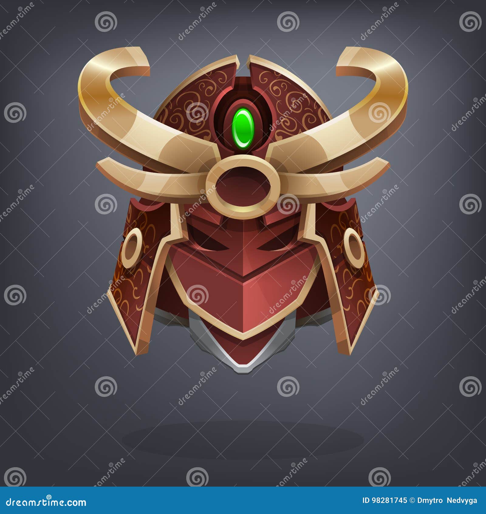 Iron Fantasy Armor Helmet for Game or Cards. Stock Vector ...