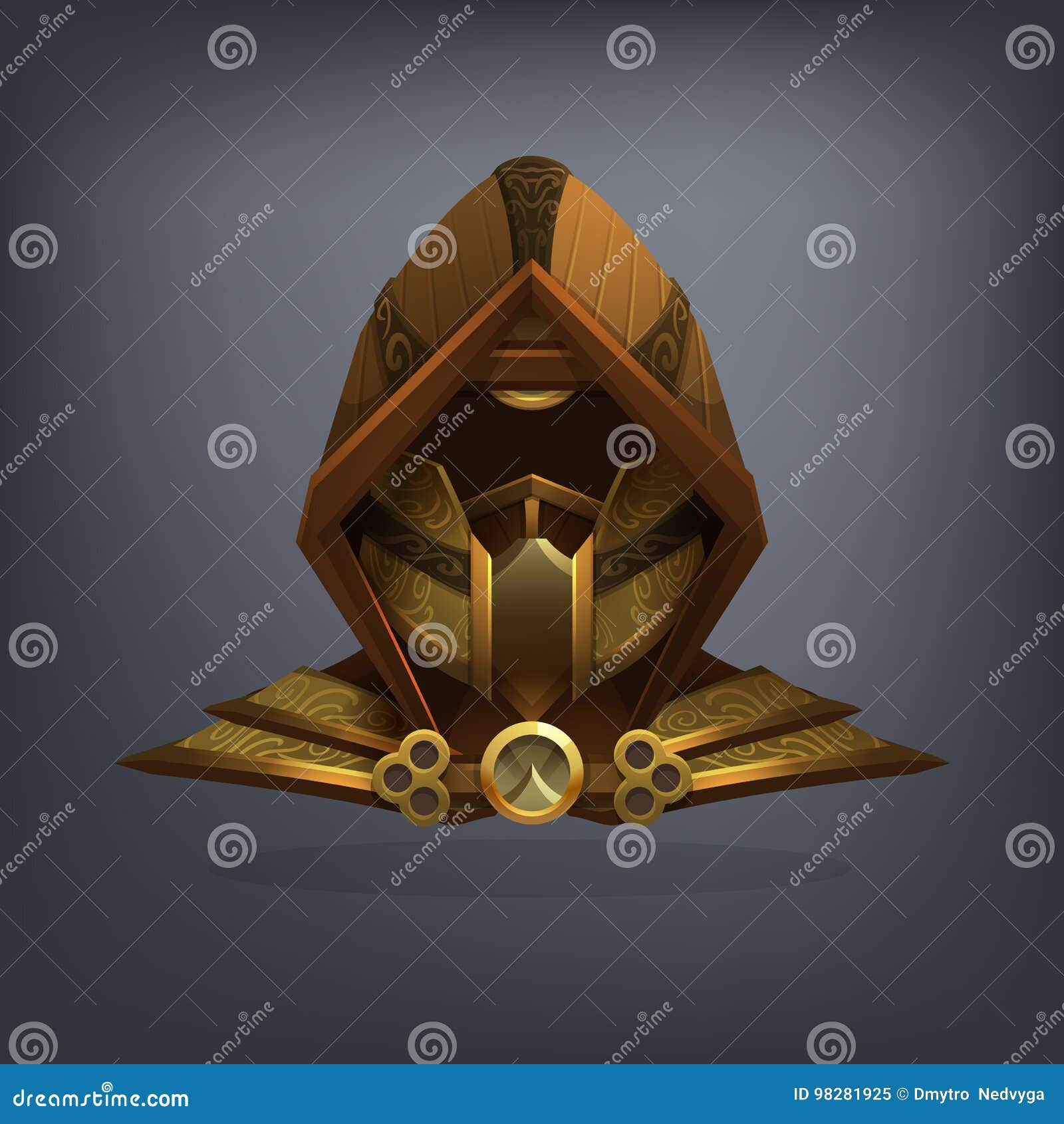 Iron Fantasy Armor Helmet for Game or Cards. Stock Vector ...