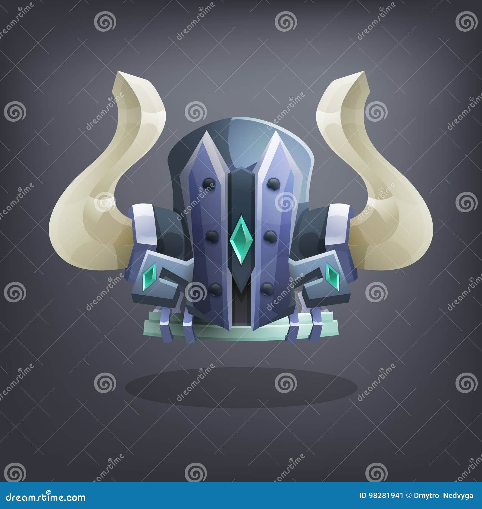 Iron Fantasy Armor Helmet for Game or Cards. Stock Vector ...