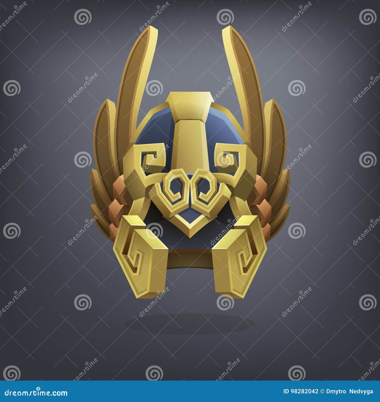 Iron Fantasy Armor Helmet for Game or Cards. Stock Vector ...