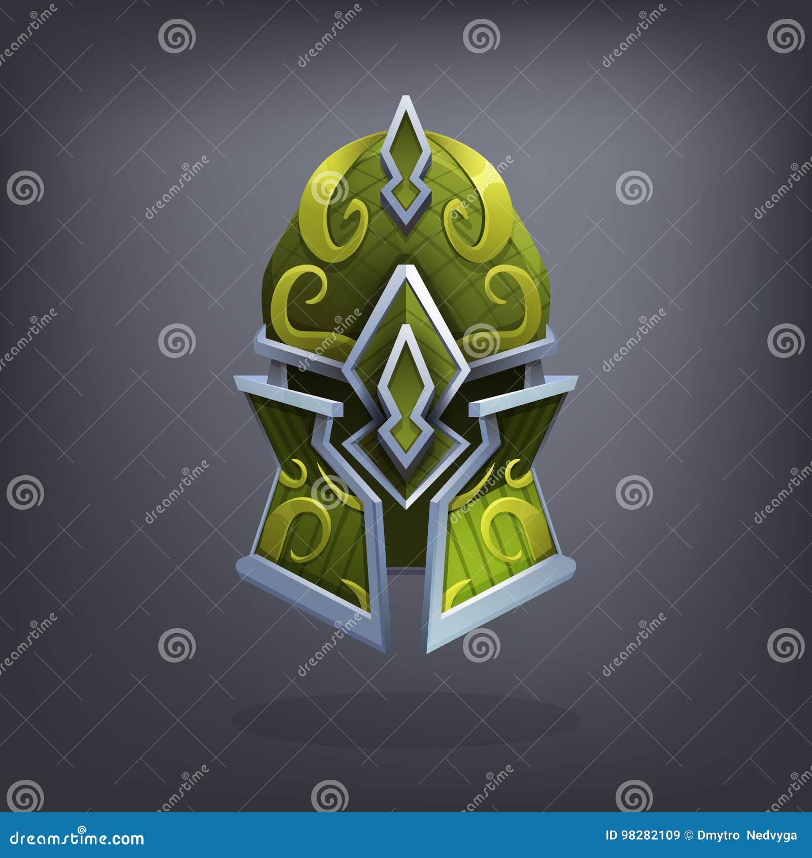 Iron Fantasy Armor Helmet for Game or Cards. Stock Vector ...
