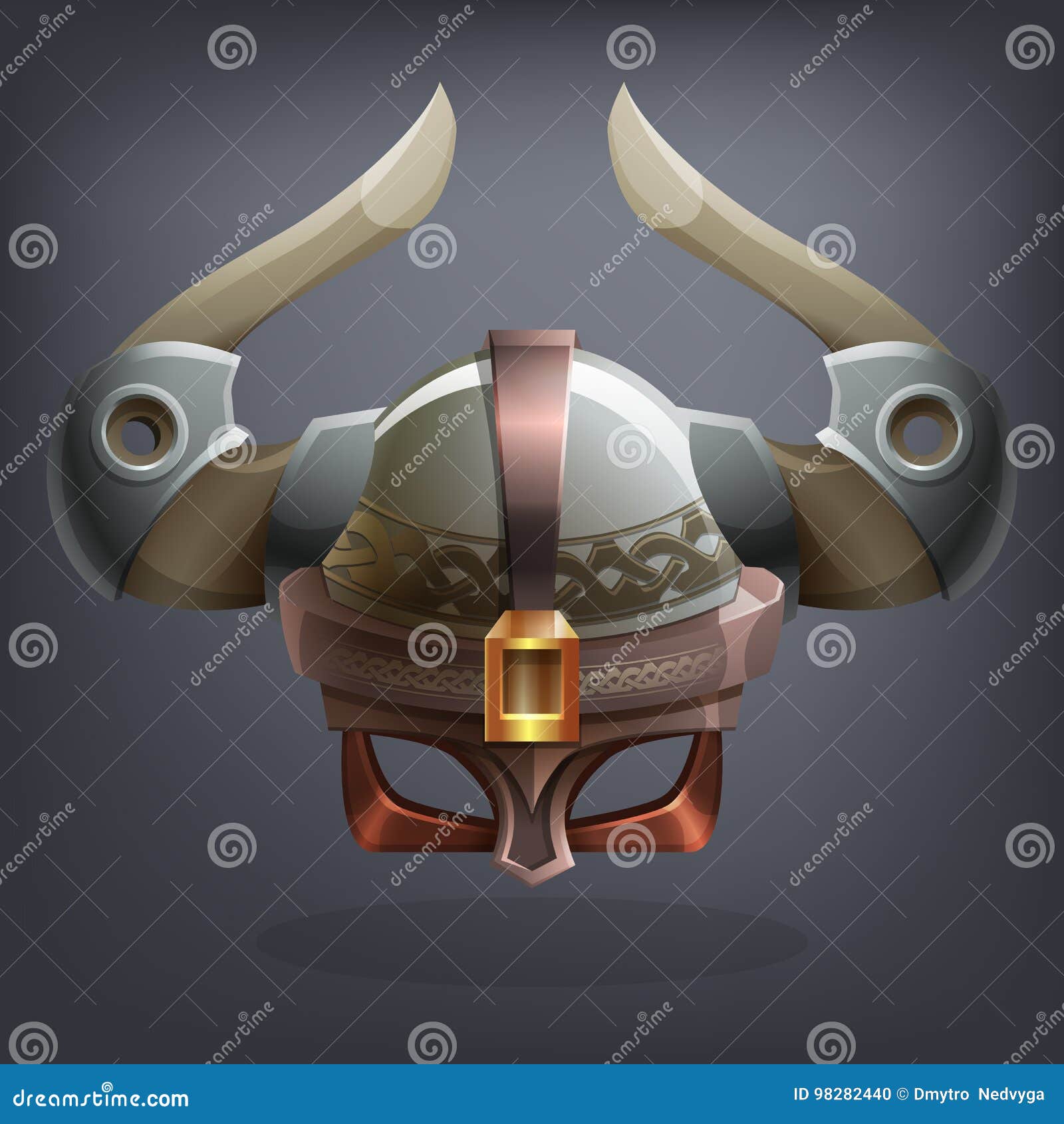Iron Fantasy Armor Helmet for Game or Cards. Stock Vector ...