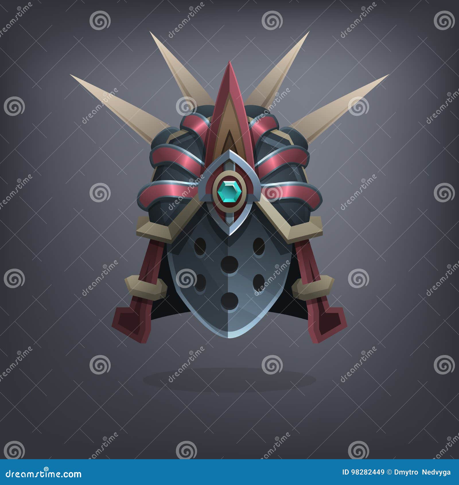 Iron Fantasy Armor Helmet for Game or Cards. Vector. Stock Vector ...