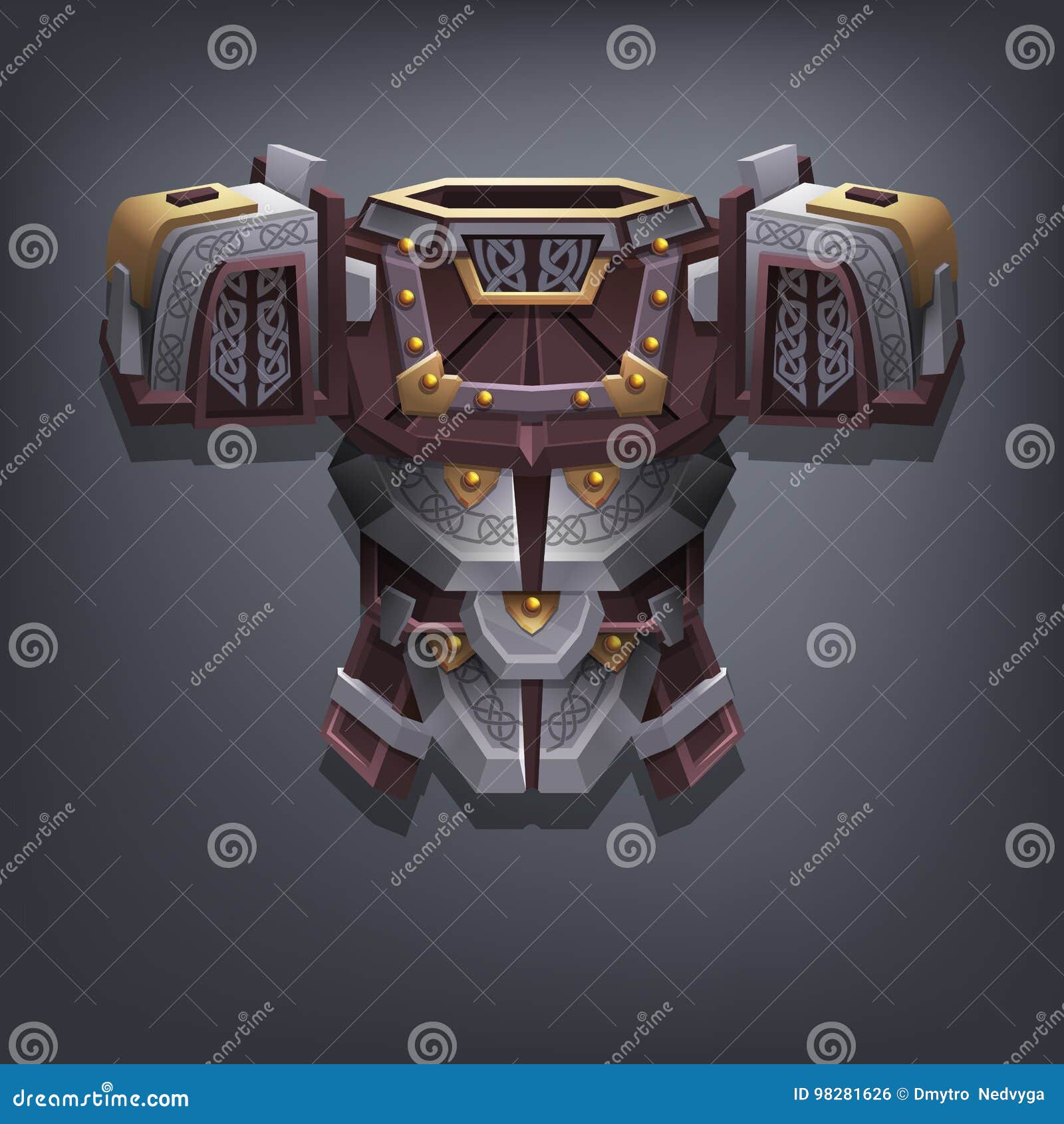 Iron Fantasy Chest Armor for Game or Cards. Stock Vector - Illustration ...