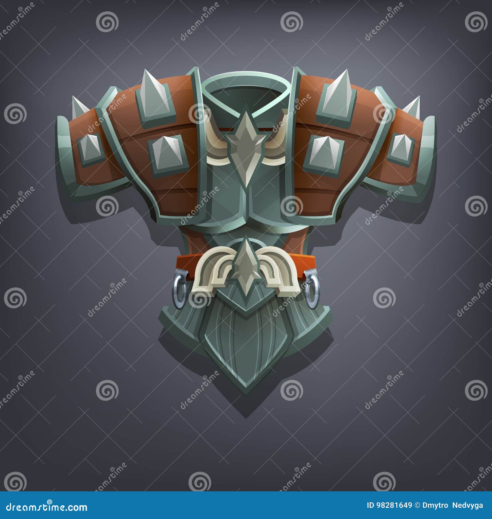 Iron Fantasy Chest Armor for Game or Cards. Stock Vector - Illustration ...