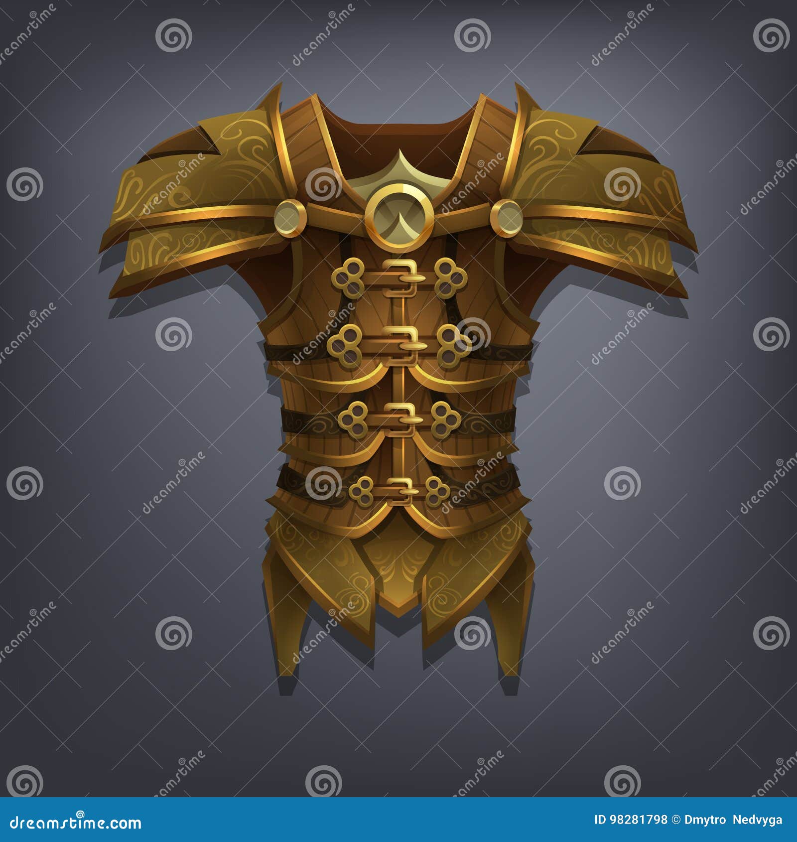 Iron Fantasy Chest Armor for Game or Cards. Stock Vector - Illustration ...