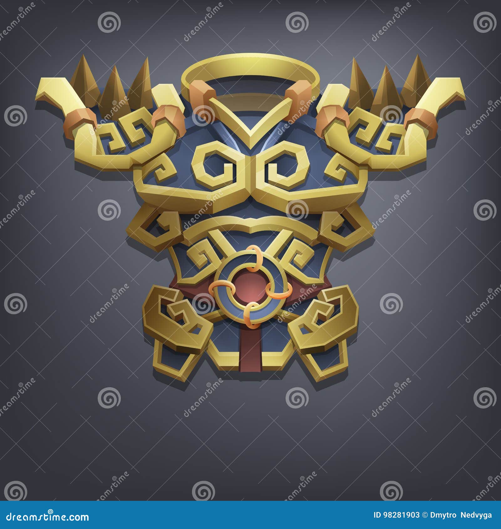 Iron Fantasy Chest Armor For Game Or Cards. Cartoon Vector ...