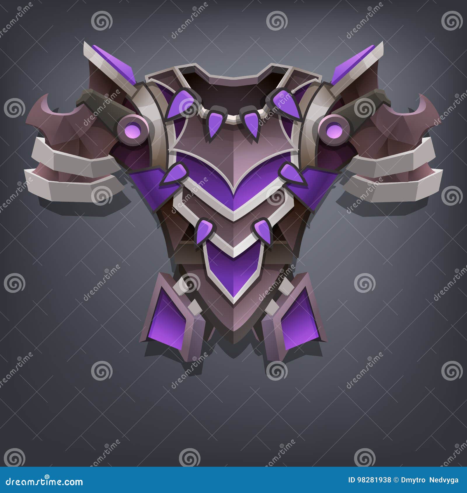 Iron Fantasy Chest Armor for Game or Cards. Stock Vector - Illustration ...