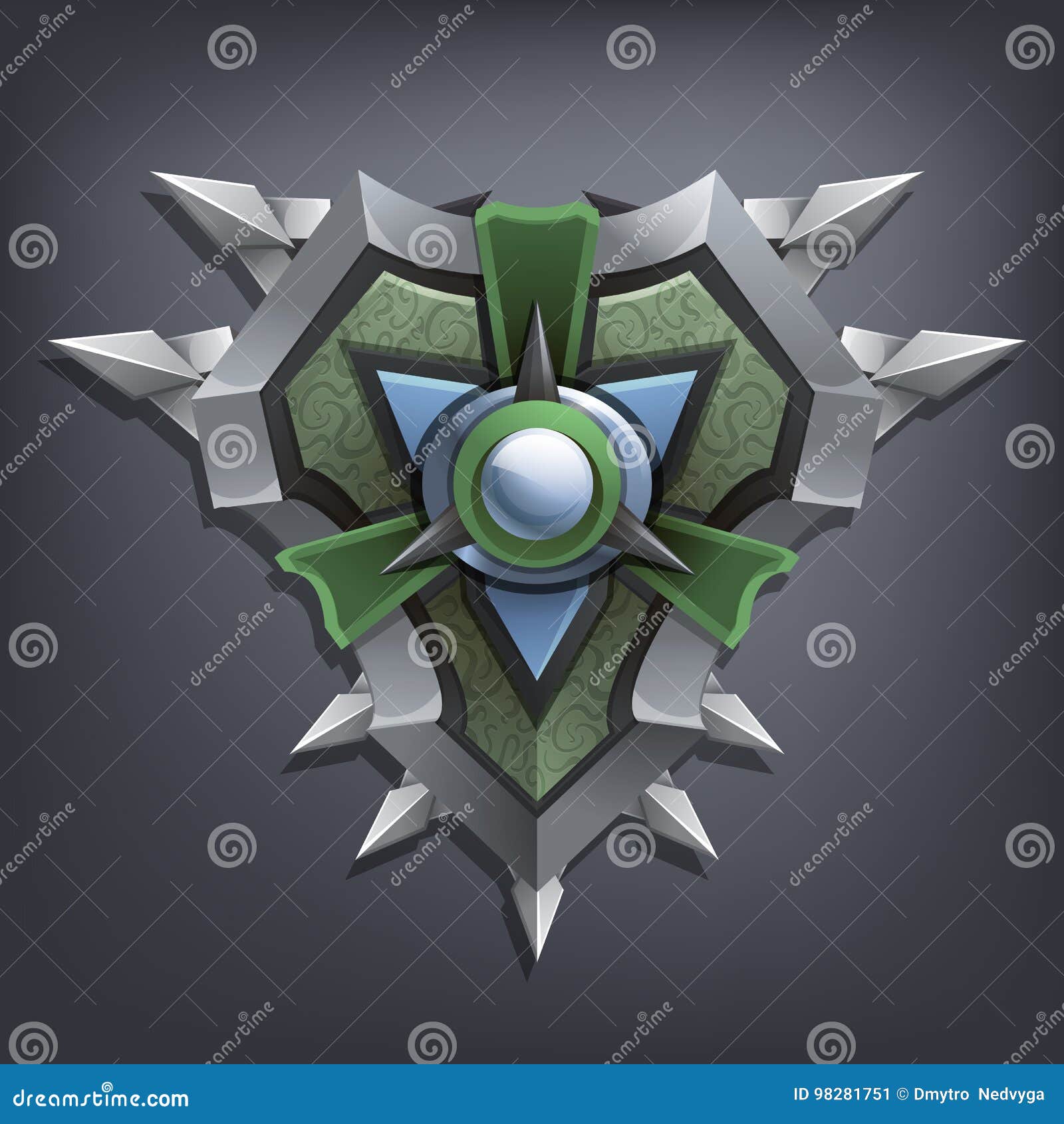 Iron Fantasy Shield for Game or Cards. Stock Vector - Illustration of ...