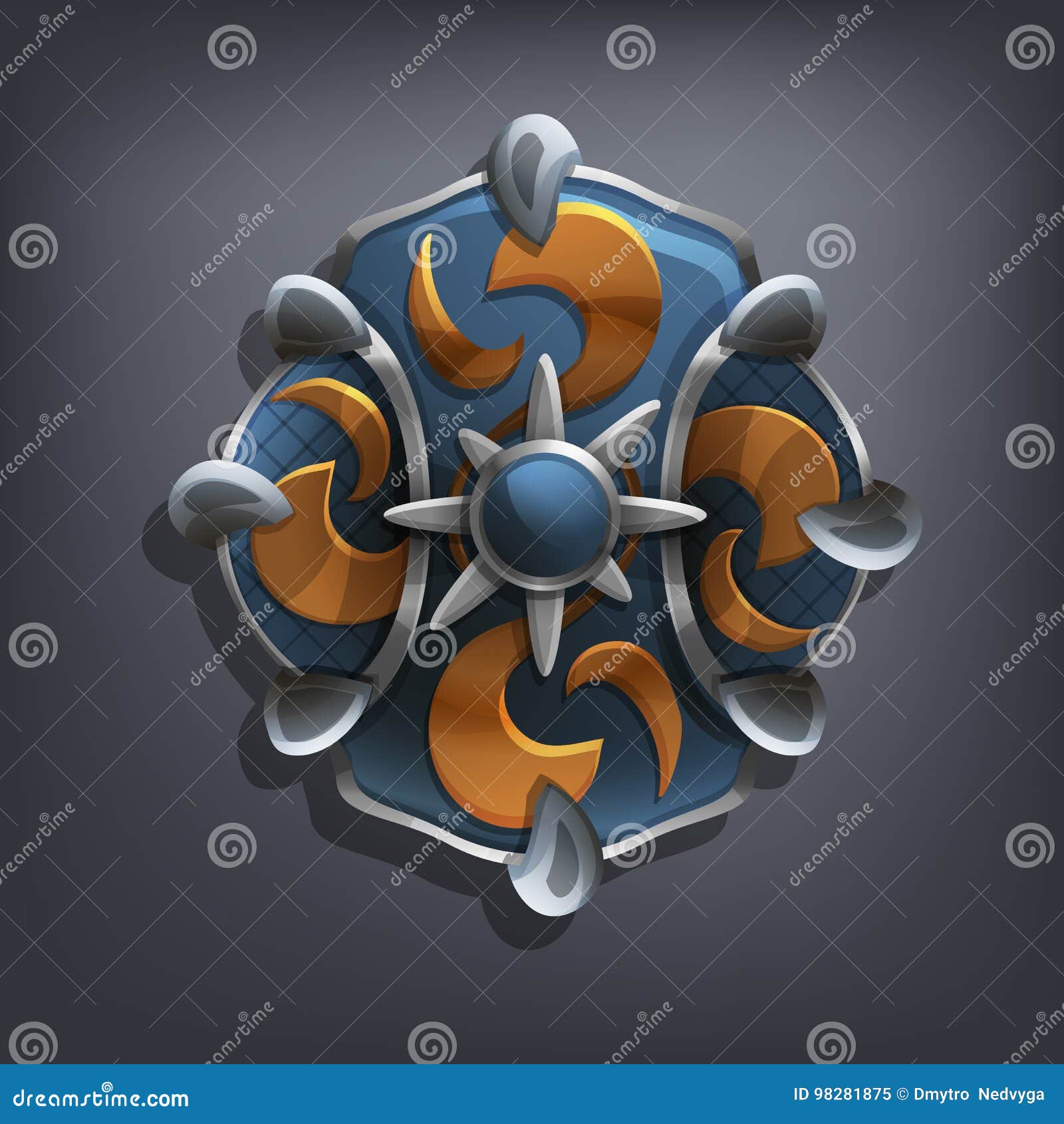 Iron Fantasy Shield for Game or Cards. Stock Vector - Illustration of ...