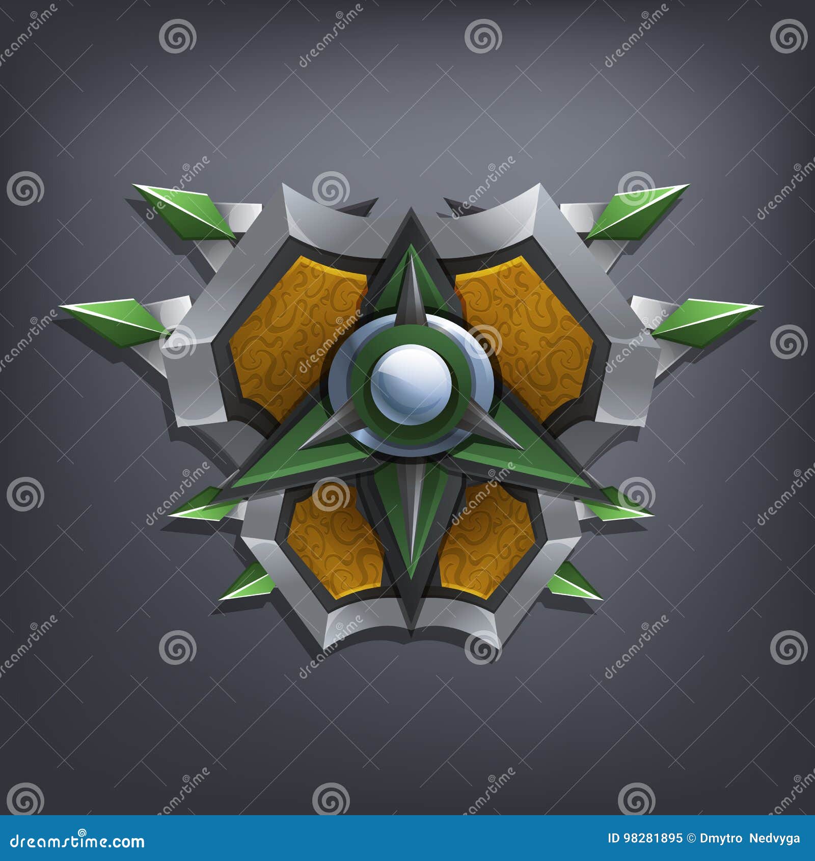 Iron Fantasy Shield for Game or Cards. Stock Vector - Illustration of ...