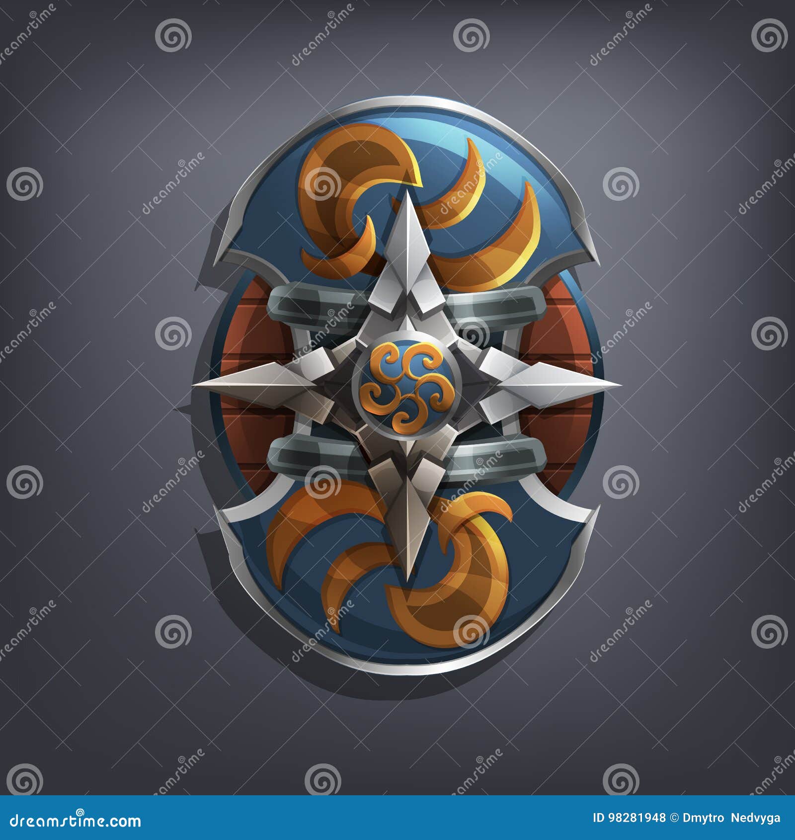 Iron Fantasy Shield for Game or Cards. Stock Vector - Illustration of ...