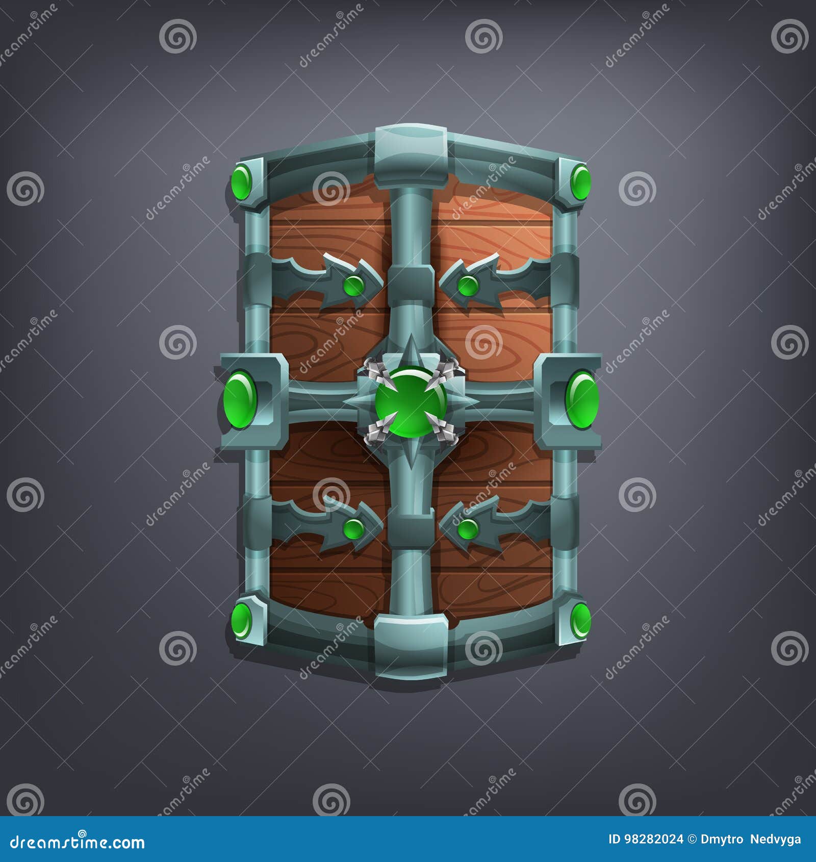 Iron Fantasy Shield for Game or Cards. Stock Vector - Illustration of ...