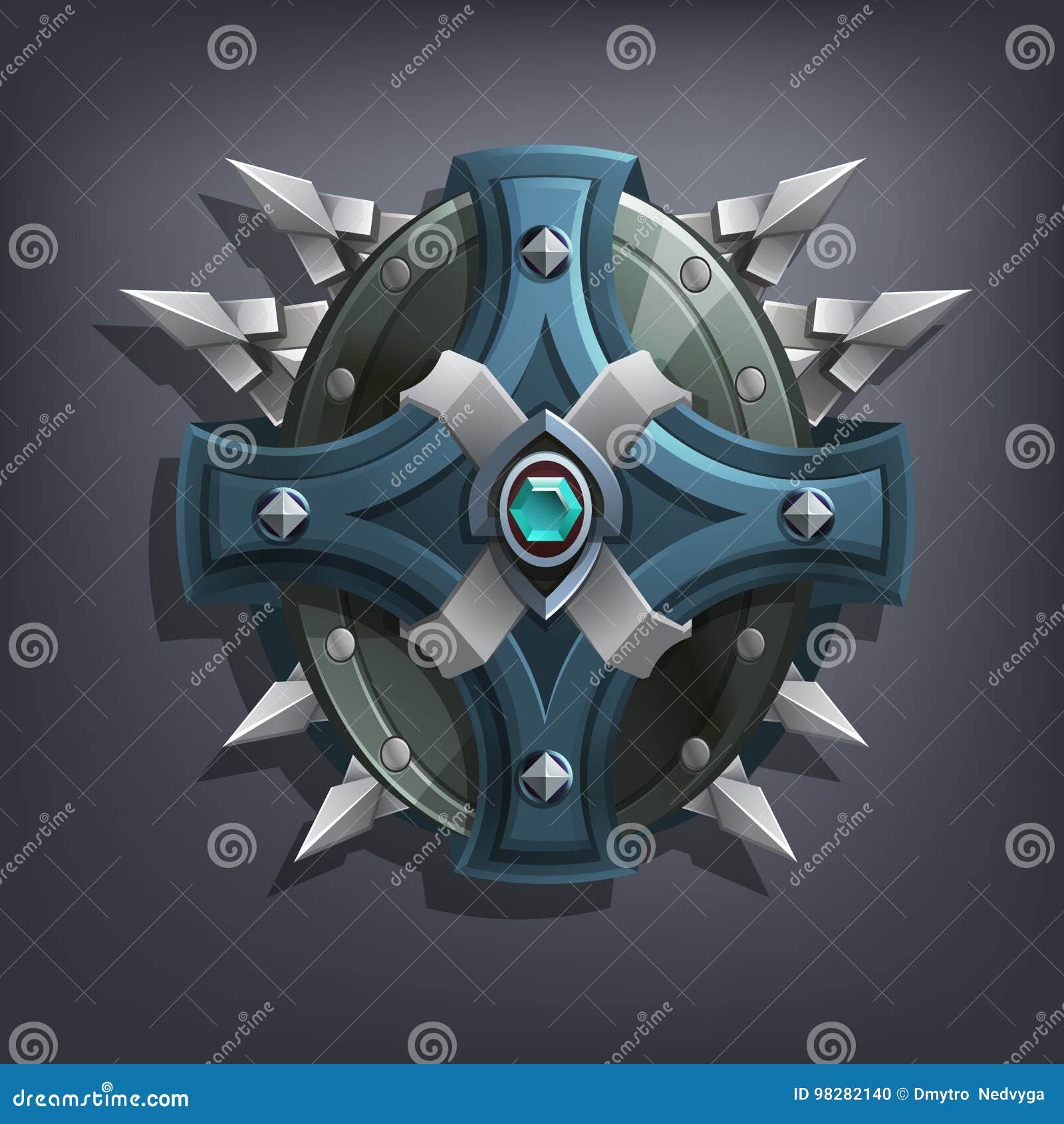 Iron Fantasy Shield for Game or Cards. Stock Vector - Illustration of ...
