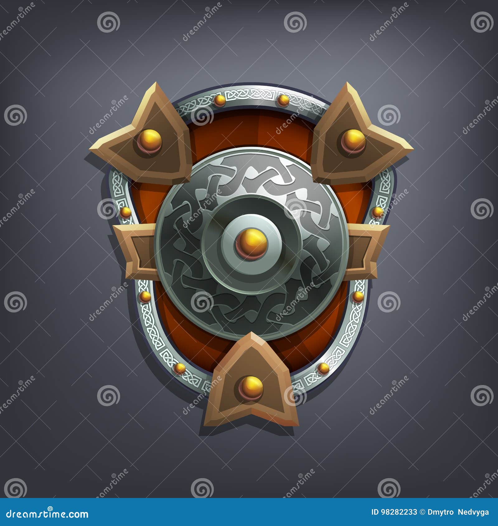 Iron Fantasy Shield for Game or Cards. Stock Vector - Illustration of ...
