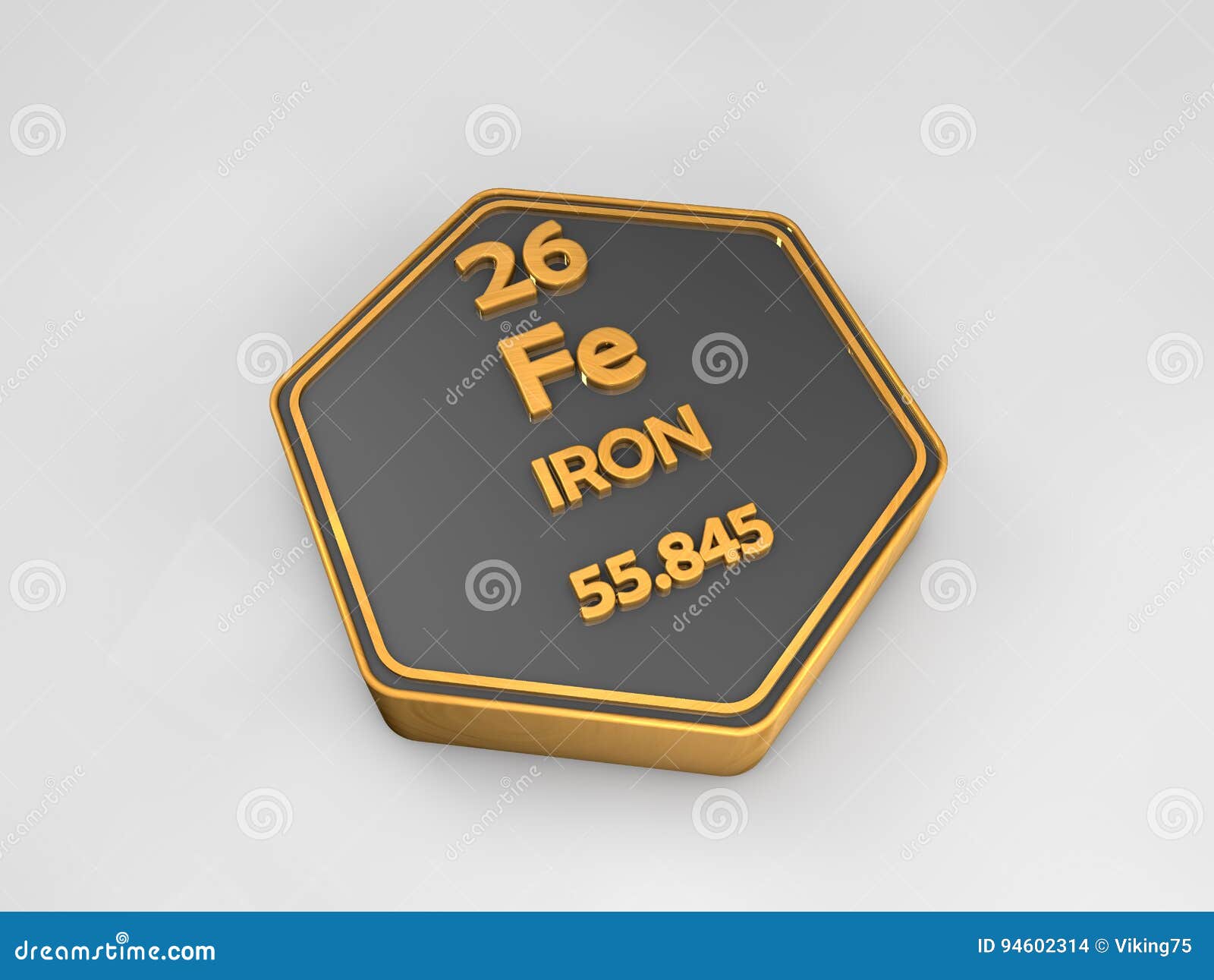 Iron - Fe - Chemical Element Periodic Table Hexagonal Shape Stock ...