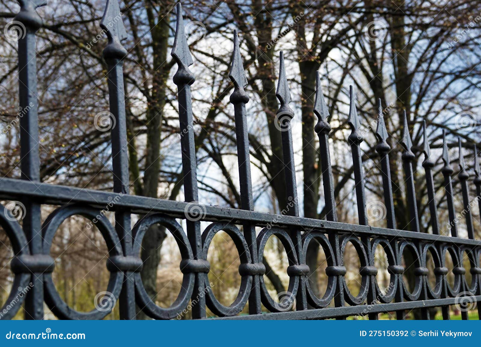 Iron Fence with Sharp Peaks Stock Photo - Image of peaks, playground ...