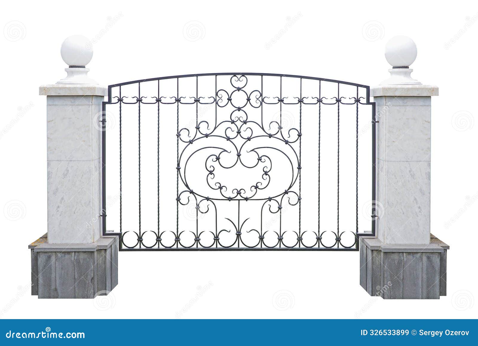 Iron Fence with Stone Columns Stock Image - Image of construction ...