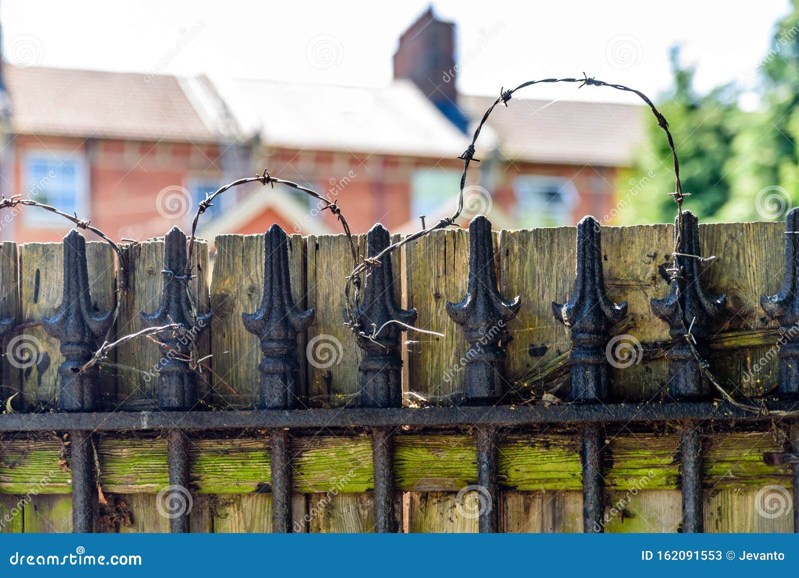Iron Fence Fence To Typical British Backyard in England Stock Image ...