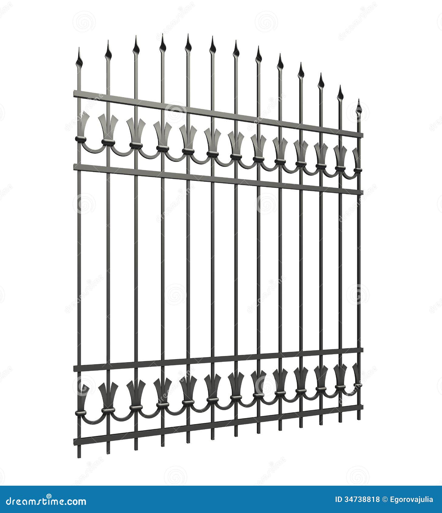 Wrought Iron Gate Isolated On White Background. 3D Illustration ...