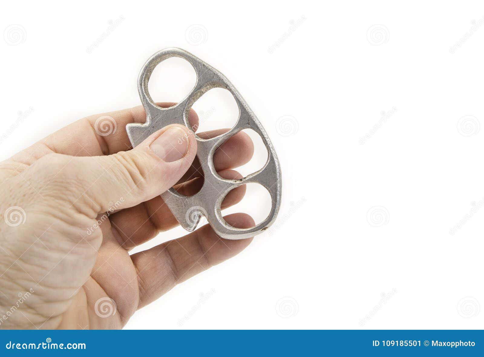 Iron Fist with Hand for Self Defence or Fight on the White. Stock Image ...