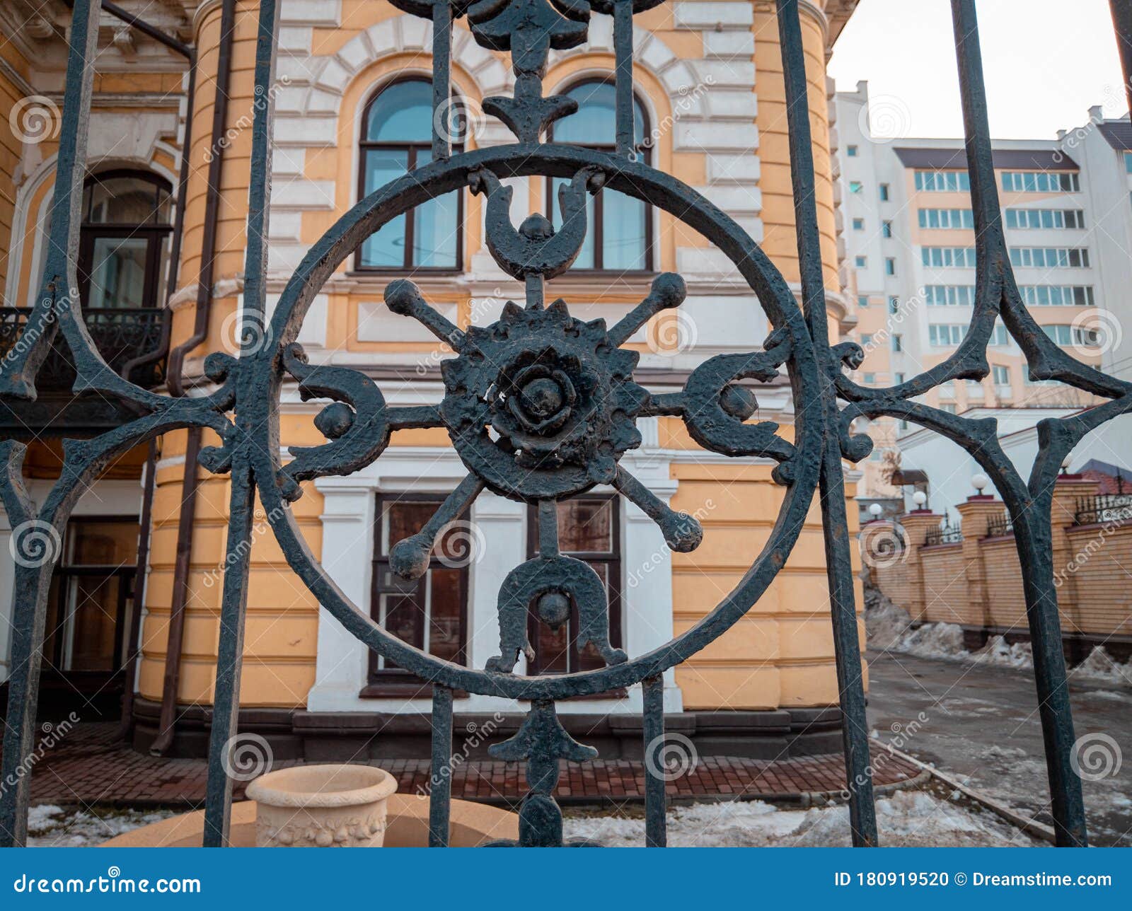 Iron Forged Gate To the Courtyard, Shutters Stock Photo - Image of ...