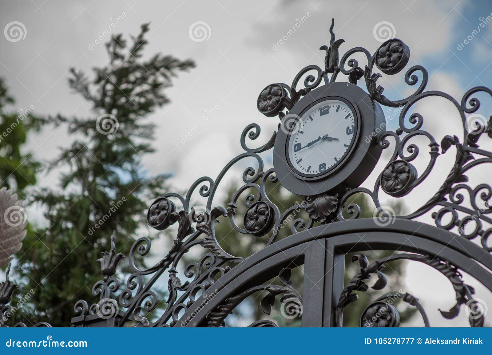Iron forged large gate stock image. Image of front, decoration - 105278777
