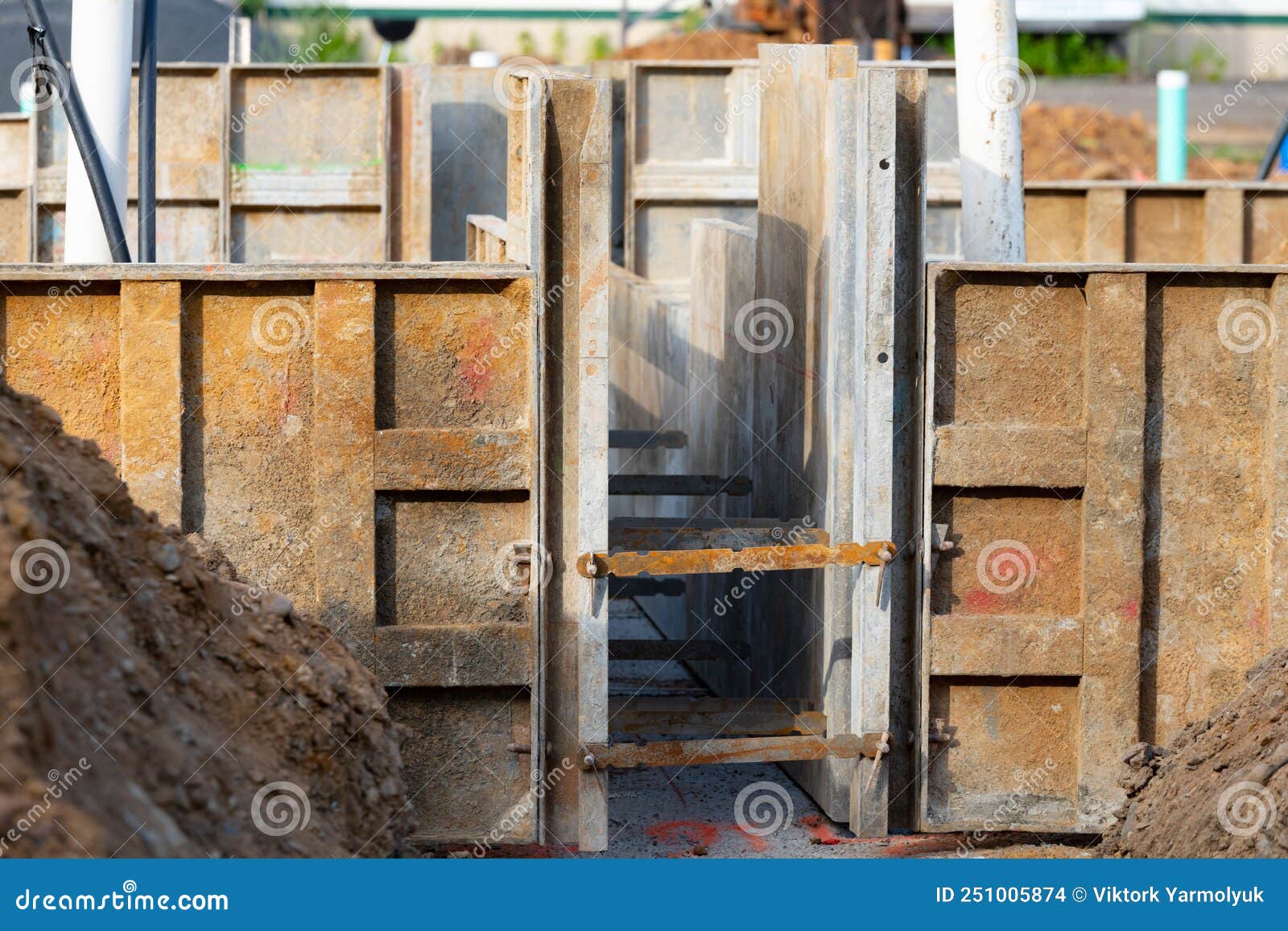 Iron Formwork for Pouring the Foundation Stock Photo - Image of ...