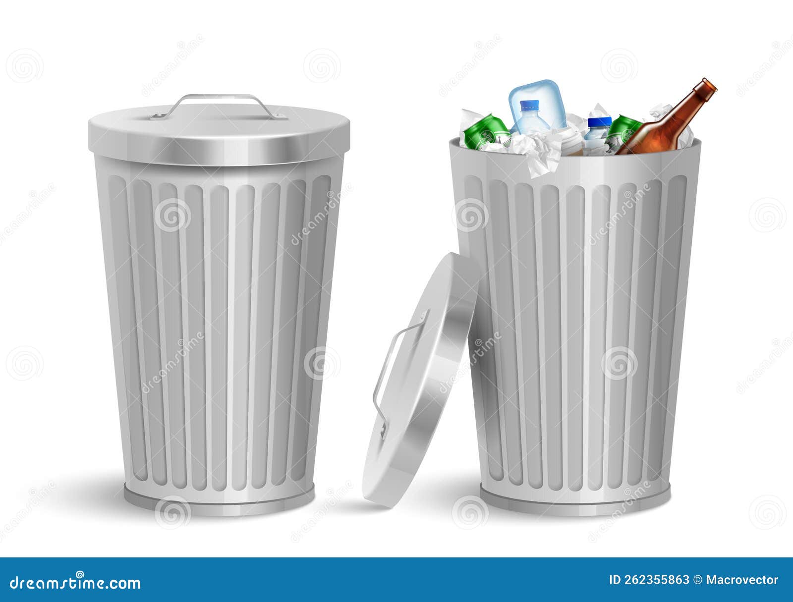 Iron Garbage Bin Composition Stock Vector - Illustration of ecology ...