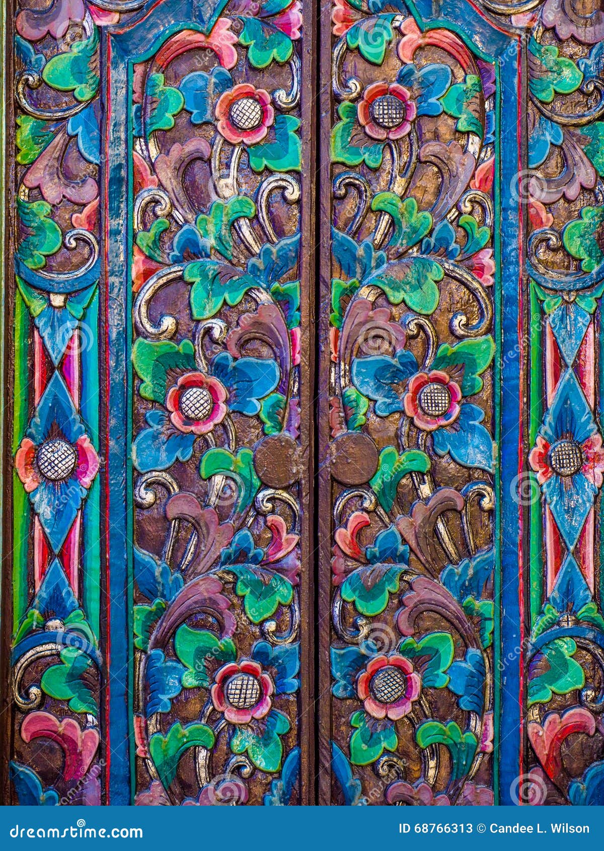 Iron Gate with Colorful Painted Floral Design Stock Image - Image of ...