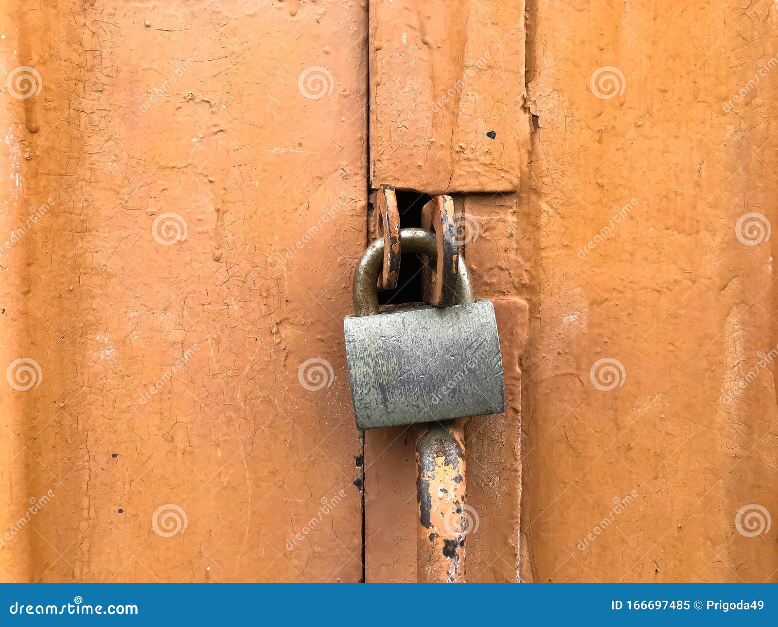 Iron gate lock. stock image. Image of lock, guard, security - 166697485