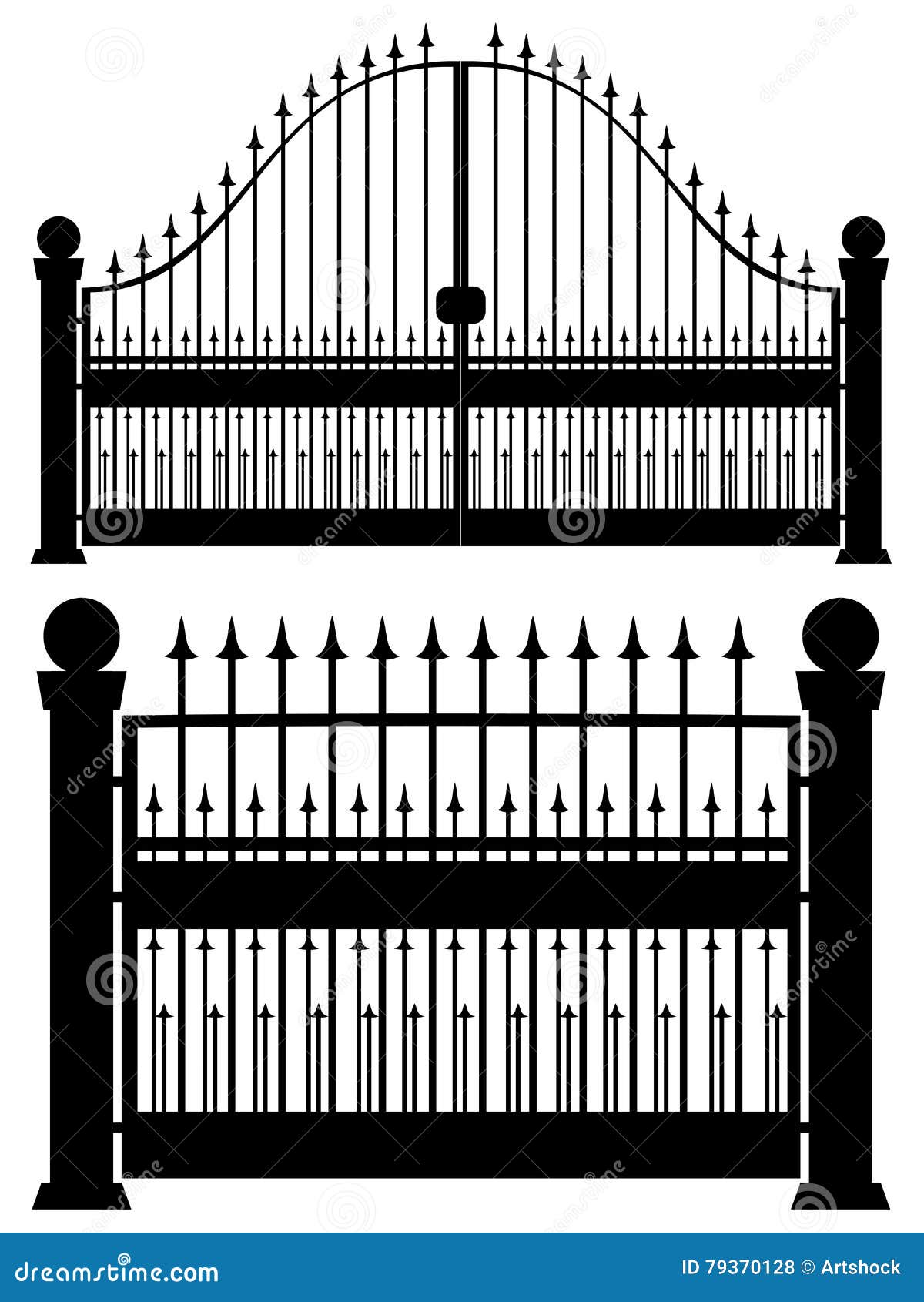 Iron Gate Silhouette stock vector. Illustration of ironwork - 79370128