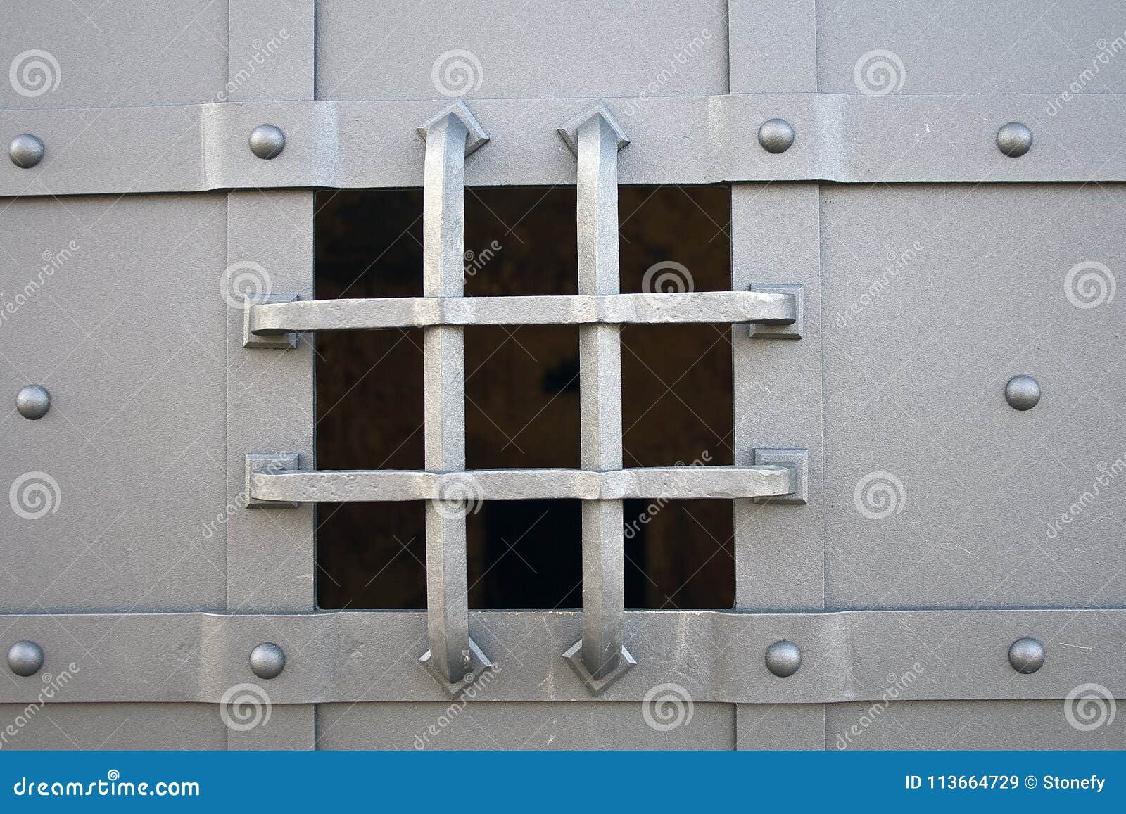 Iron Gate Small Viewing Hole. Stock Image - Image of grunge, grill ...