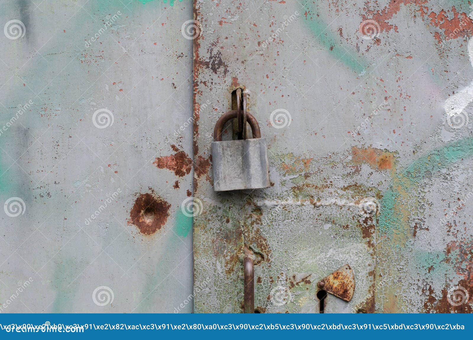 Iron Gate. Steel Door. Padlock. Metal Grid. Stock Image - Image of ...