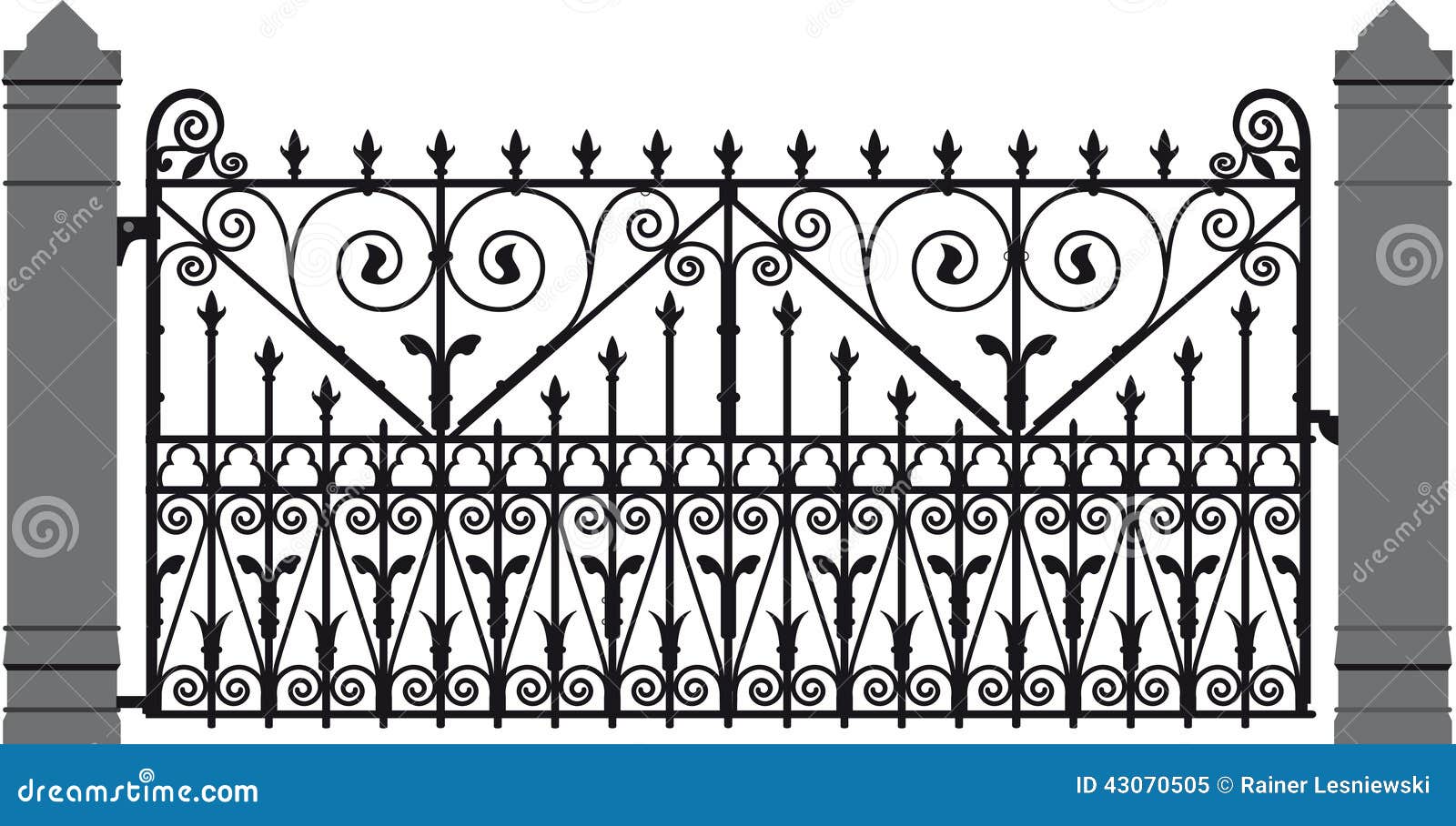 Iron gate 3 stock vector. Illustration of garden, closed - 43070505