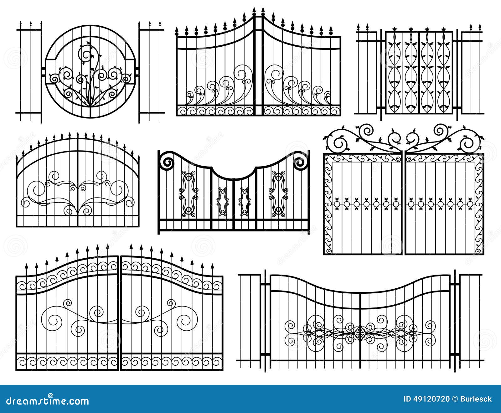Iron Gates Icons stock vector. Illustration of flourishes - 49120720