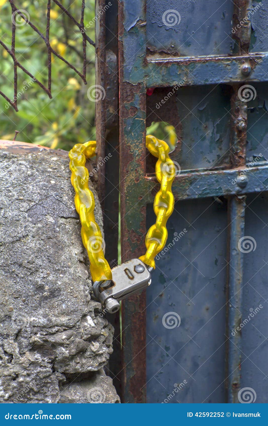 Iron gates locked chain stock photo. Image of breaking - 42592252