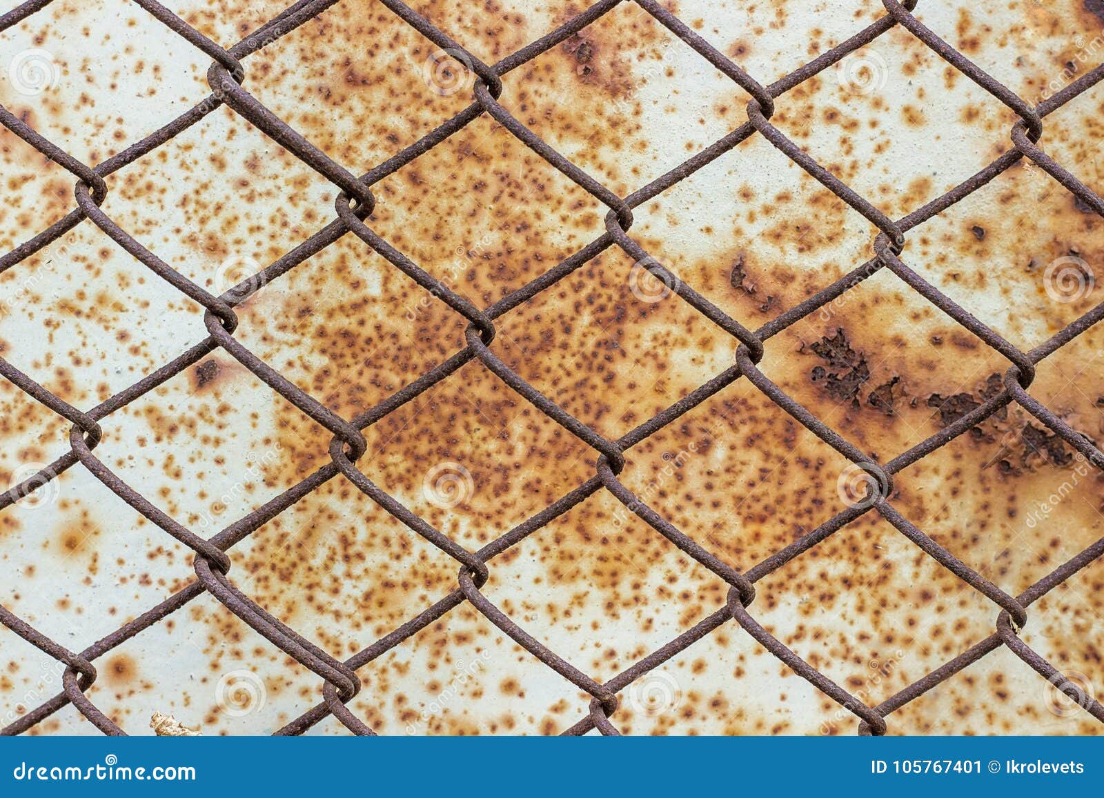 Iron Grid on a Background of a White Rusty Metal Surface. Stock Image ...