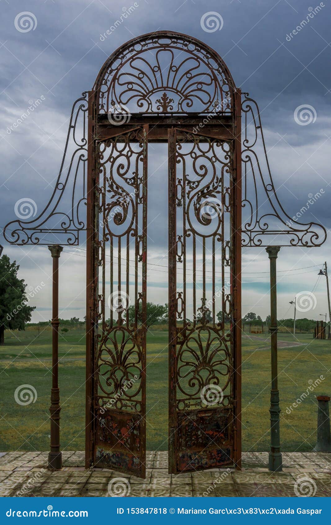 Iron Grid in the Middle of the Field Stock Photo - Image of ancient ...