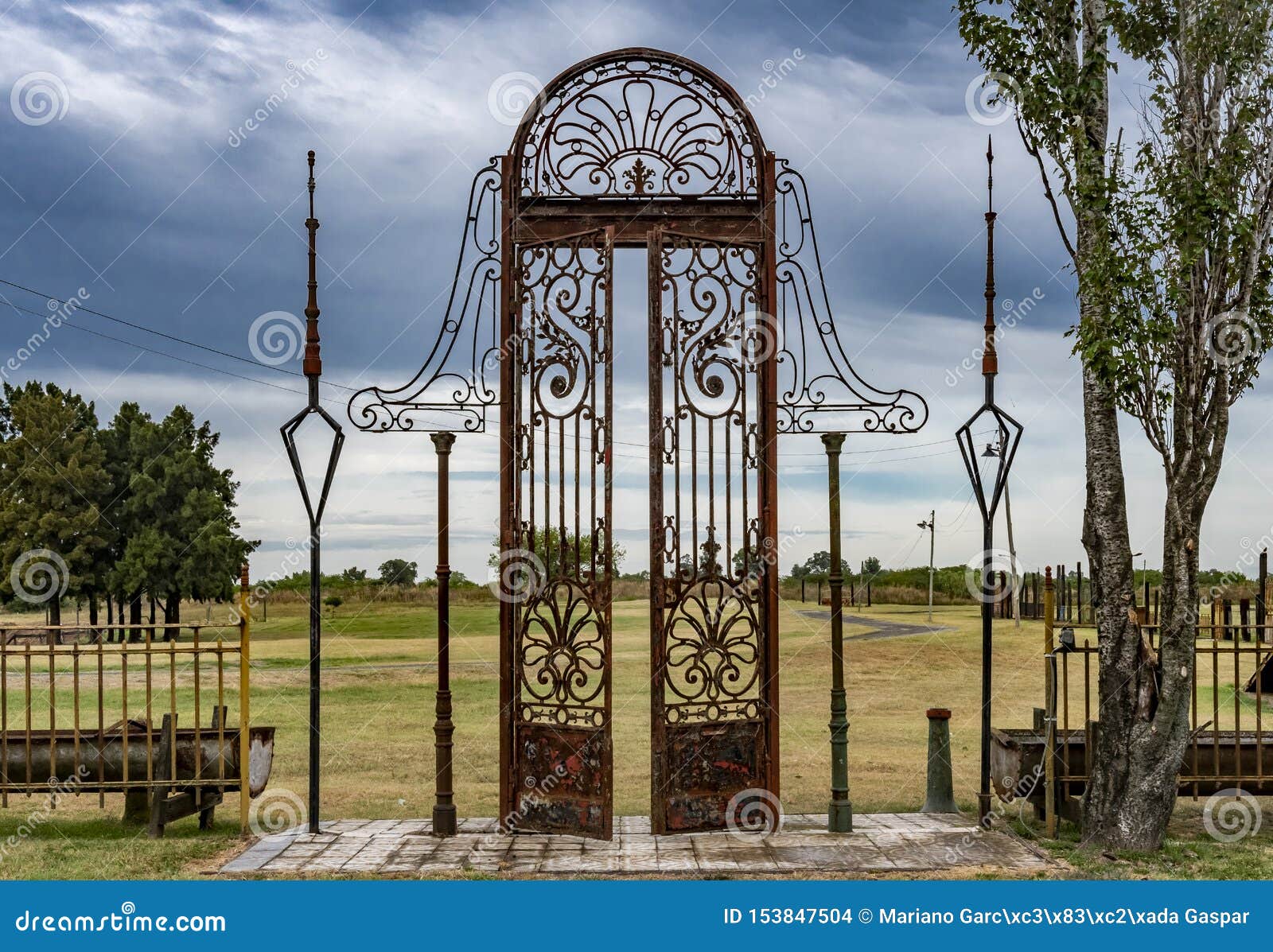 Iron Grid in the Middle of the Field Stock Photo - Image of gate ...