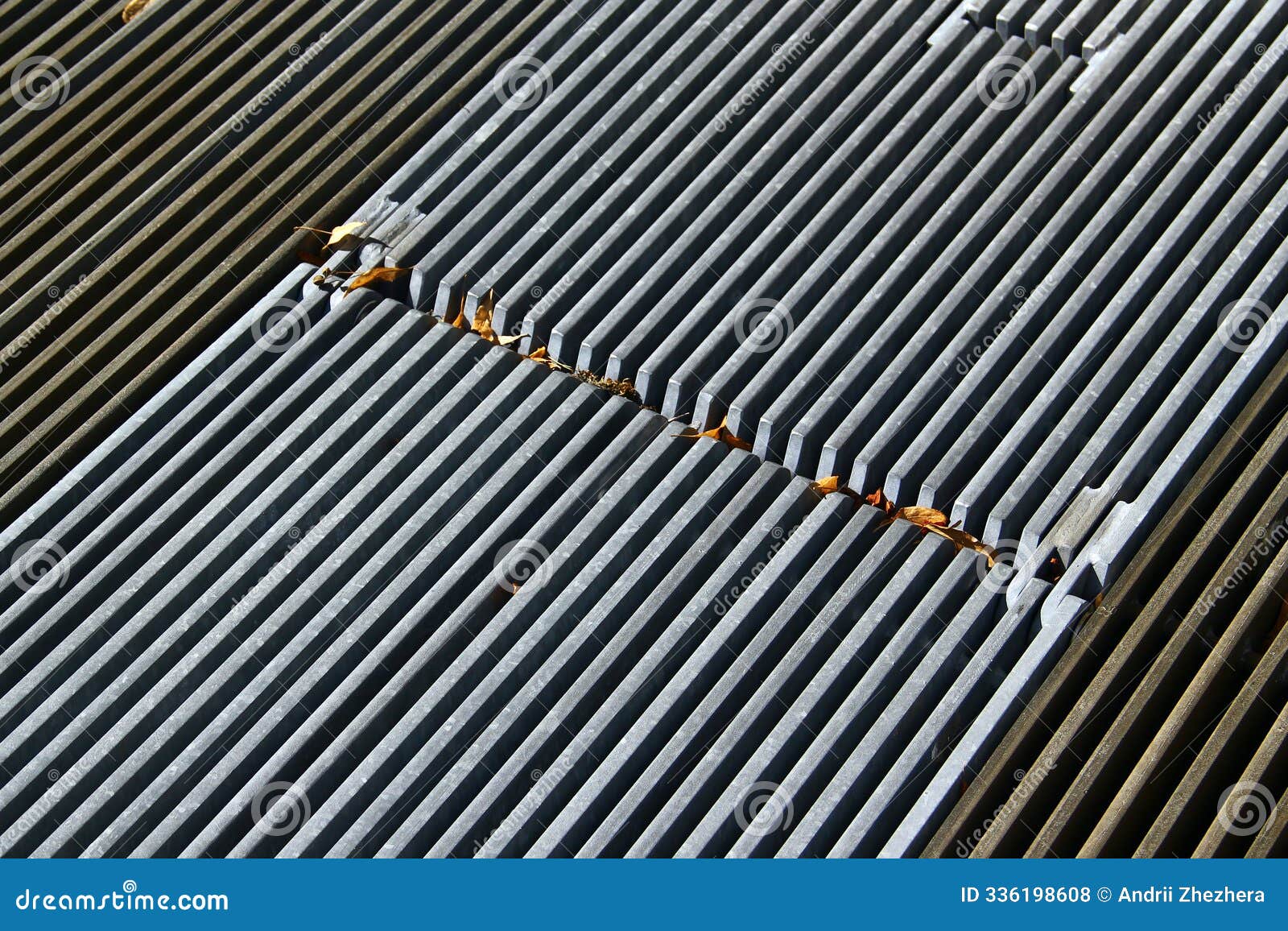 An Iron Gutter With Grate To The Drainage System. Royalty-Free Stock ...