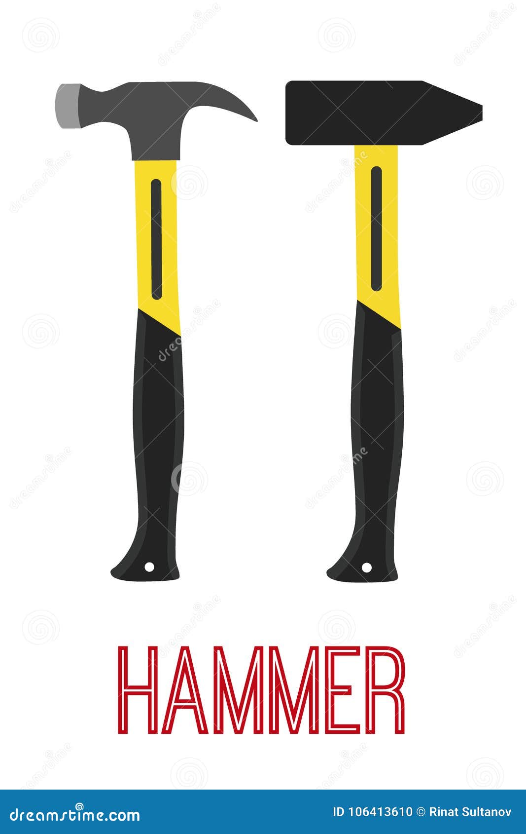 Iron Hammer, Construction Tool, Work Equipment. Cartoon Flat Style ...